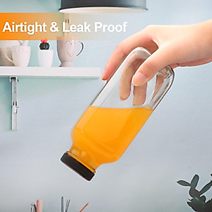 Encheng Glass Juice Bottles with Lids 16oz,Sqaure Juicing Bottles Reusable Glass Drinking Jars Set of 10,Empty 500ml Juice Containers Glass Bottles for Juice,Smoothies,Water,Kombucha