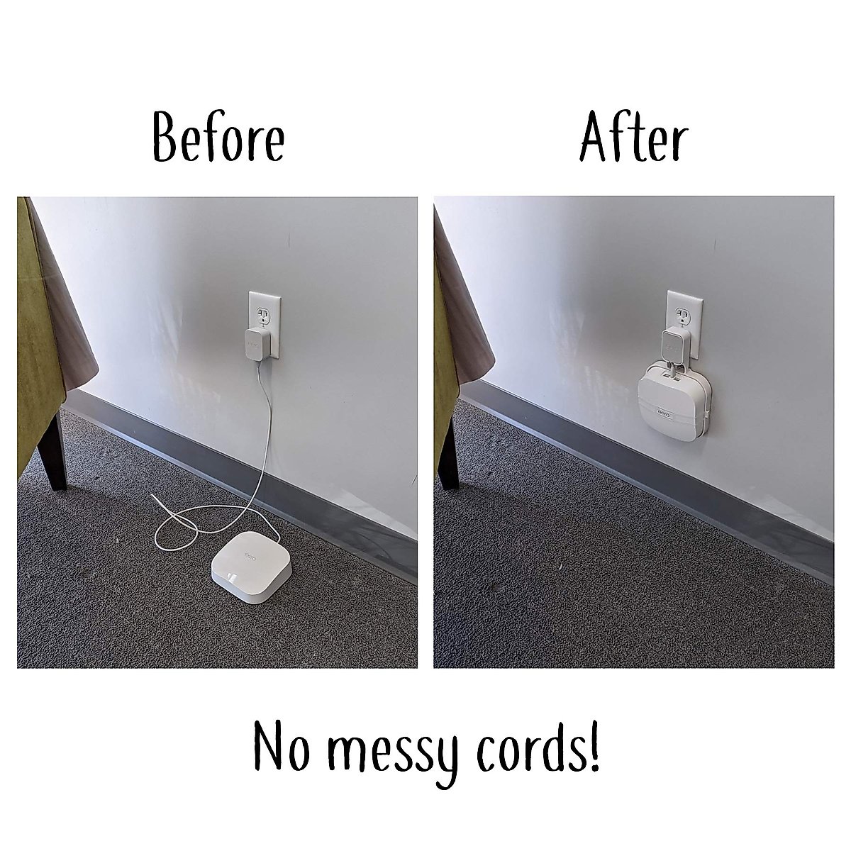 The eero Pro Genie for eero Pro 6/6E Wall Mount Outlet Holder Stand (1-Pack) | Low Profile | Open Access | Multiple Install Options | Reinforced Support | Horizontal Outlets | Does Not Include Router