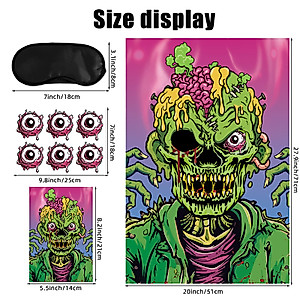 Hxezoc Pin The Eyeball On The Zombie Game with 24 Pcs Eyeballs Stickers, Halloween Pin The Tail Scary Zombie Party Games for Kids Halloween Party Birthday Party Supplies