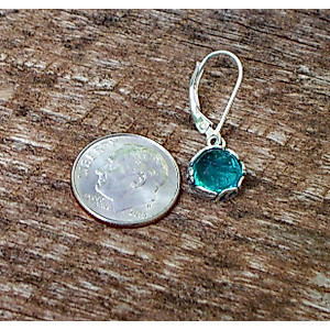 Bottled Up Designs Handmade Vintage White Leverback Botanicals Earrings, Sterling Silver, Eco Friendly, Made in USA, Birthday Gifts, Mothers Day, Women, Anniversary (Mason Jar (Aqua))