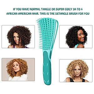 Detangling Brush for Curly Hair, Black Hair Detangler, Afro Textured 3a to 4c Kinky Wavy, for Wet/Dry/Long Thick Curly Hair, Exfoliating Your Scalp for Beautiful and Shiny Curls (Green)