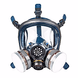 KISCHERS Reusable Full Face Respirator Large Against Dust/Organic Vapors/Smells/Fumes/Sawdust/Asbestos Suitable for Painting,Staining,Car Spraying,Sanding &Cutting