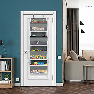 Libeder Over Door Organizer,4 Large Pockets Foldable Baby Organizer for Nursery with 6 Mesh Side Pockets, Hanging Organizer Closet Door Organizer Hanging for Pantry, Nursery,Bathroom, Kitchen(Grey)