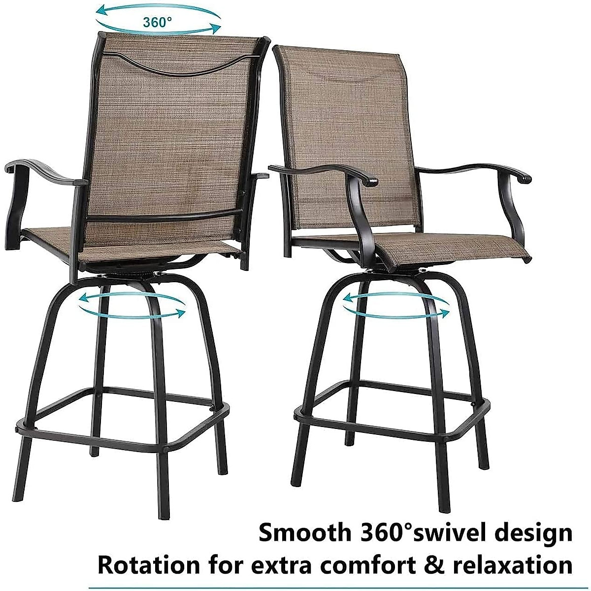 MFSTUDIO Outdoor Bar Stools Set of 4, Patio Bar Height Sling Chairs, Steel Frame All-Weather Resistant,Breathable Textilene Fabric