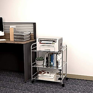 YKEASE 3-Shelf Shelving Units on Wheels Stainless Steel Kitchen Cart Microwave Stand - Bathroom Garage Storage Shelves 24 Inches Wide