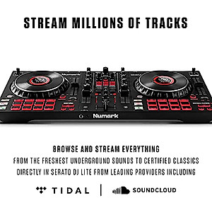 Numark Mixtrack Platinum FX + HF125 - DJ Controller For Serato DJ with 4 Deck Control, DJ Mixer and Audio Interface, and Professional DJ Headphones