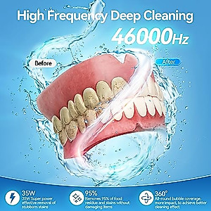 Hanience Ultrasonic Cleaner, 750ml Jewelry Cleaner Machine with Touch Control and Degas Mode, 46kHz Sonic Cleaner for Jewelry, Ring, Silver, Dentures, Eyeglasses and Watches