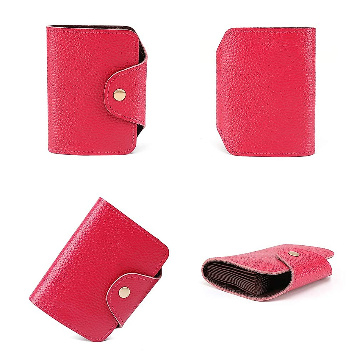 Brass Tacks Leathercraft Full Leather Card Cases for Women 11 Card Position 10 Colors Small Women's Wallet (Pink)