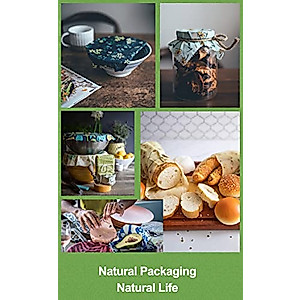 Beeswax Reusable Food Wraps - (6 Packs, 3 Sizes S,M,L, with 2 Meter Hemp Rope, Two Buttons) Plastic and Silicone Free, Eco-friendly Wrap, Wax Paper for Food,Yellow Lemon