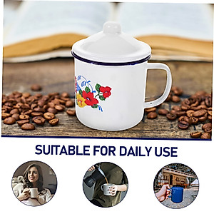 CIYODO Tin Cup 2pcs -proof with Smooth Pattern Coffee Element Table Teacup Camping Home Drinking Cup Chinese Delicate Milk for Lid Wine Mugs Catering Retro Vintage Coffee Mugs