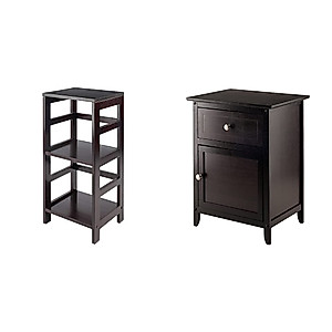 Winsome Leo Model Name Shelving, Tall, Espresso & Eugene Accent Table, 18.9 inches, Espresso
