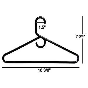 Plastic Hangers HD Heavy Duty, 16 Pcs. Black Color, Made in USA, 3/8” Thickness, Durable, Tubular, for Clothes, Coat, Pants, Shirts, Dress and More, TINEFF, Free and Quick delivery from USA