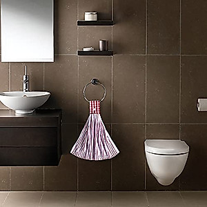2 Pack Hanging Tie Towels, 100% Cotton Hanging Hand Towels Super Absorbent Cotton Towels for Kitchen, Red Stripe