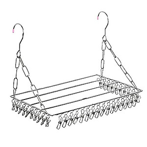 Cabilock Metal Coat Hanger Socks Drying Rack 36 Clips Stainless Steel Clothing Laundry Drying Hanger Underwear Bras Clip Drying Holder Balcony Clothes Hanger Organizer Dish Drying Rack Collapsible