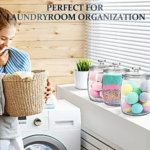 Folinstall Wide Mouth Apothecary Jar with Lid, 0.5 Gallon Glass Jar for Kitchen Storage and Laundry Room Organization, 72 oz Clear Glass Container for Cookie, Candy, Sugar, Flour, Nuts