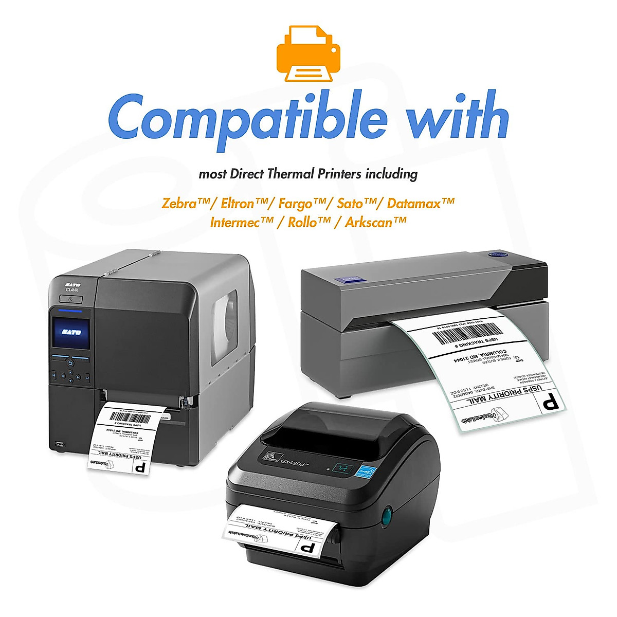 OfficeSmartLabels 1.5"x1" Direct Thermal Label - Compatible with Rollo Printer & Zebra Desktop Printers & More – 3” Core, Permanent Adhesive & Perforated Postage Label Paper (1 Roll, 5100/Roll)