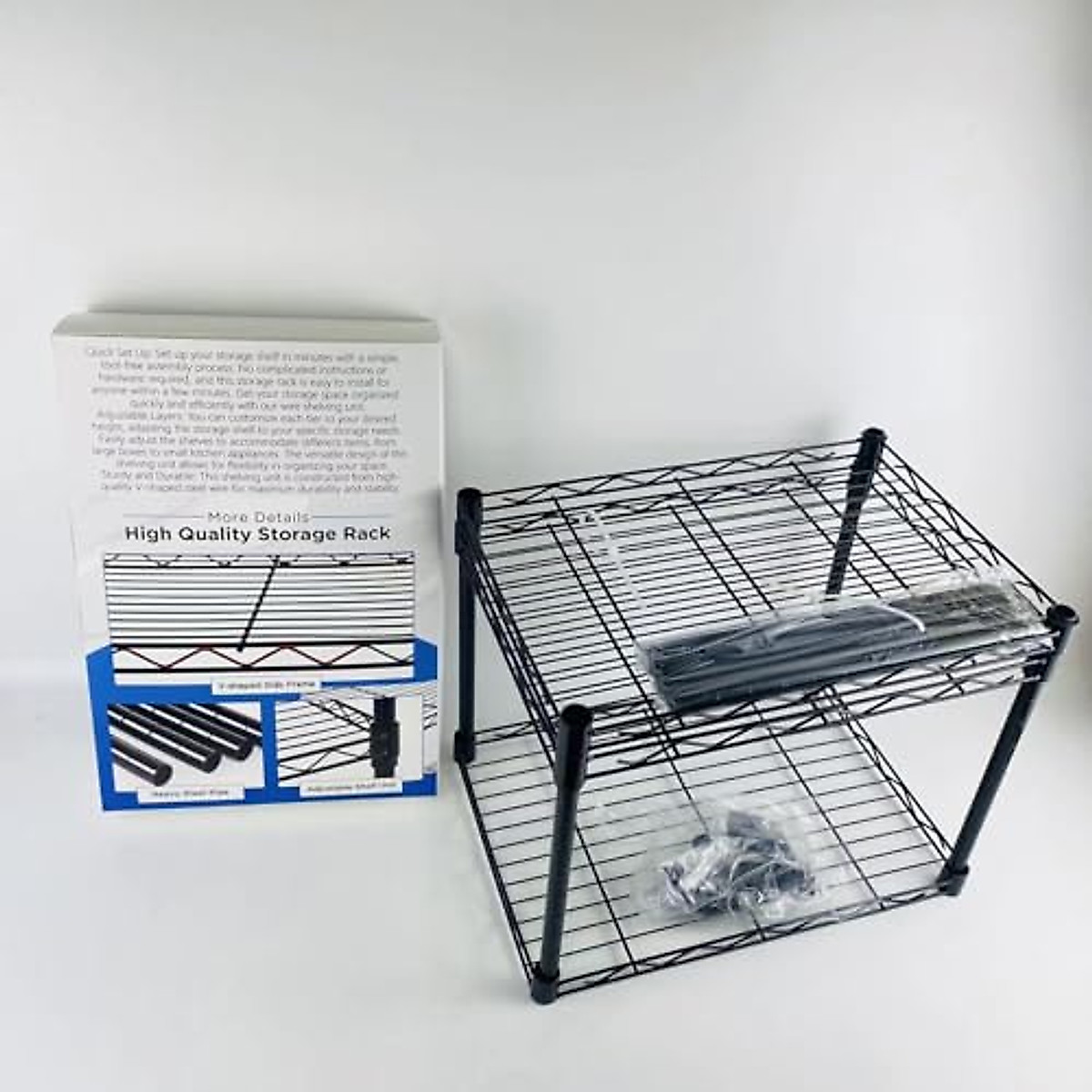 LBVSKK Metal shelving, 3-Shelf Adjustable, Storage Shelves Wire Shelving Shelving Unit Metal Shelves Storage Shelf, 13" D x 23" W x 30" H, Black