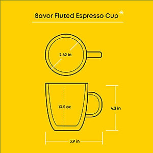 JoyJolt Fluted Glass Coffee Mugs, Double Wall Coffee Mugs. 13.5oz Clear Coffee Mug Set of 2. Latte Glasses, Glass Cappuccino Mugs, Clear Glass Coffee Mug. Ribbed Mugs