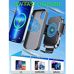 WCKESI Truck Phone Holder Wireless Charger Mount for Car 15W QI Smart Fast Wireless Charging Long Heavy Duty Cell Phone Mounta for Pick-Up Trucker Driver,for iPhone, Samsung,LG