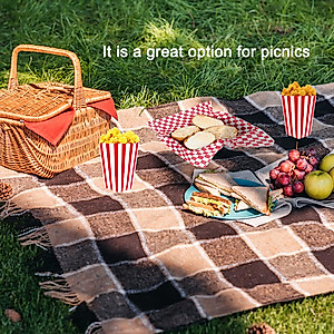 FHDUSRYO 100 Sheets Checkered Dry Waxed Deli Paper Sheets, Grease Resistant Checkered Basket Liner with 24 Popcorn Favor Boxes, Red and White Sandwich Paper Wraps for Party, Picnic (11x10.2inch)