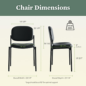 HON Scatter Armless Stacking Guest Chair, Black