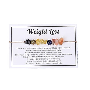 tenghong2021 Chakra Crystal Beaded Bracelet with Wish Card Adjustable Spiritual Anxiety Stone Beads Braide String Bracelet Yoga Meditation for Women Men Jewelry Birthday Gifts-Weight Loss