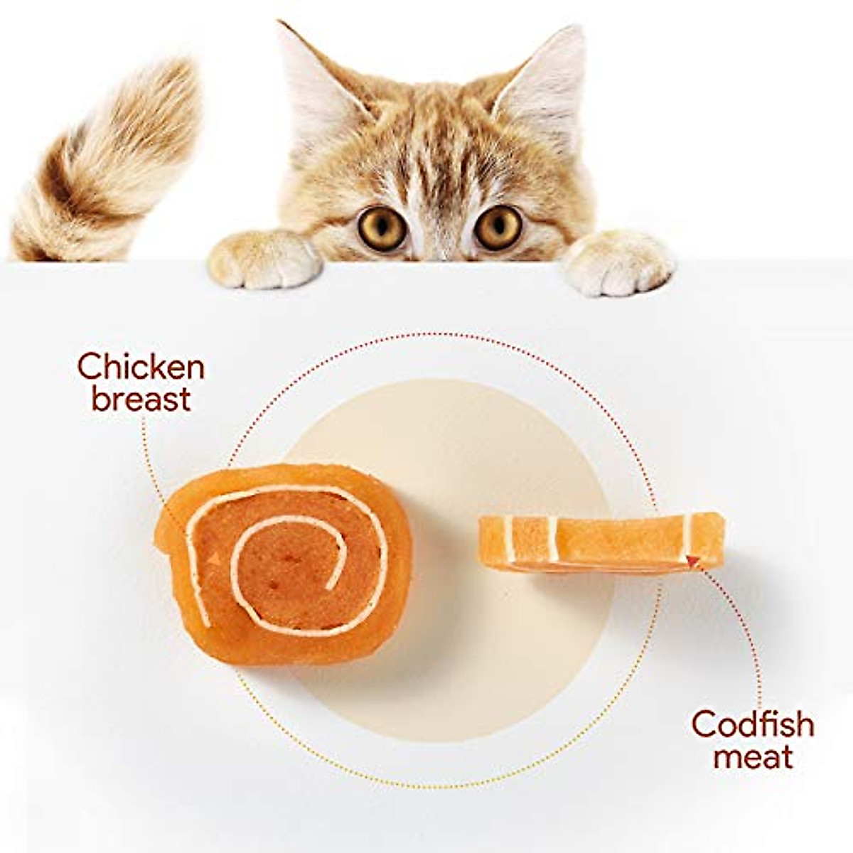 Jungle Calling Chicken Wrapped Dog Treats, Grain Free Soft Chewy Chicken&Codfish Treats for Training Rewards,10.6Ounce