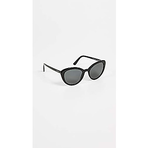 Prada PR 02VS 1AB5S0 Black Plastic Cat-Eye Sunglasses Grey Lens