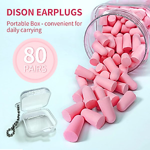 80pairs Foam Ear Plugs, 38dB Soft Sleep Earplugs, Noise Cancelling, Sound Blocking for Sleeping/Working/Learning/Shooting- DISON