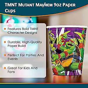 Unique Industries Teenage Mutant Ninja Turtles Mutant Mayhem Disposable Paper Cups - 9oz (8 Ct) | Perfect for Teenage Mutant Ninja Turtles Themed Parties & Celebrations