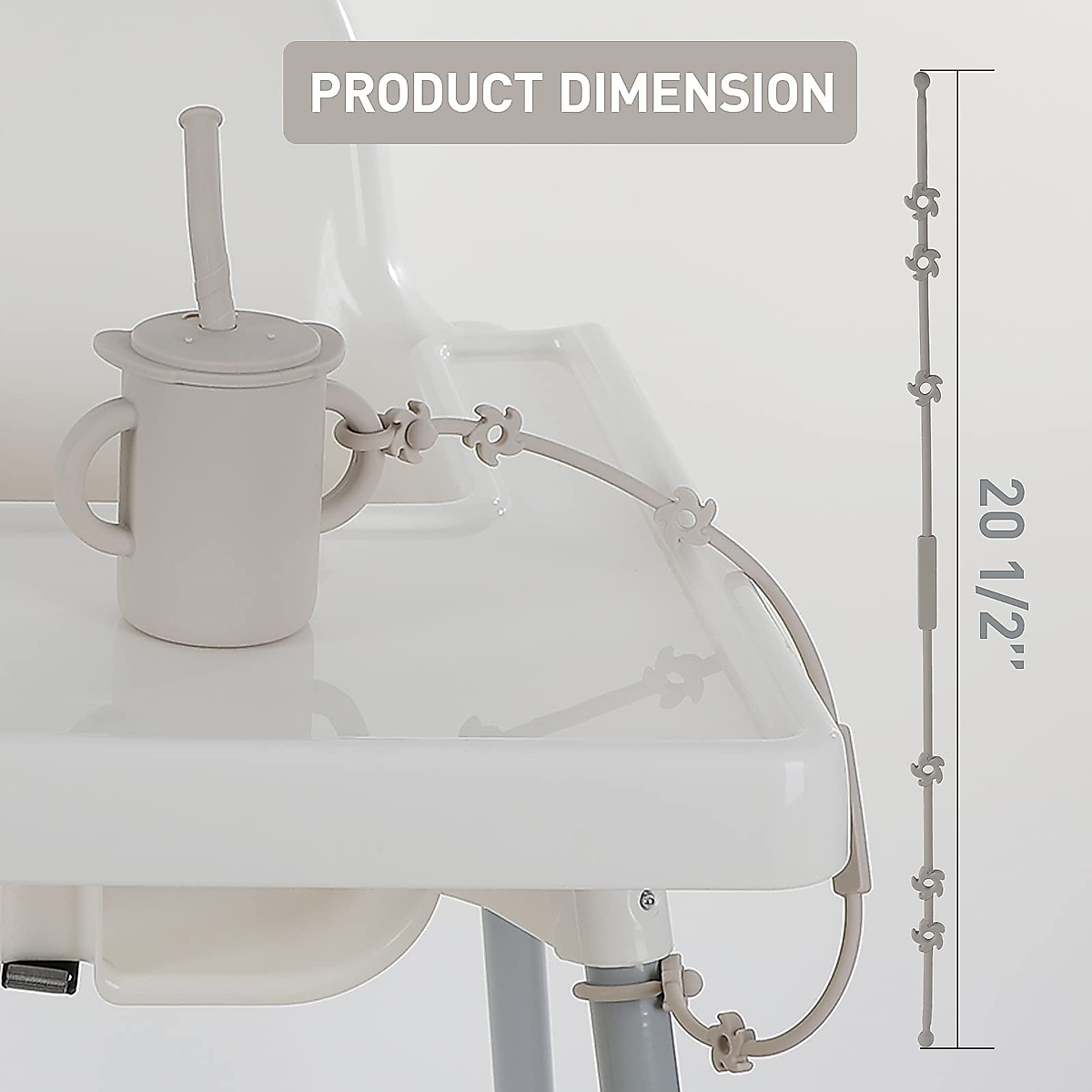 Toy Safety Straps, Silicone Pacifier Clips Sippy Cup Strap Stretchable Adjustable for Strollers, High Chair, Cribs, Hanging Baskets, BPA Free, 2 Pack (Muted+Apricot)