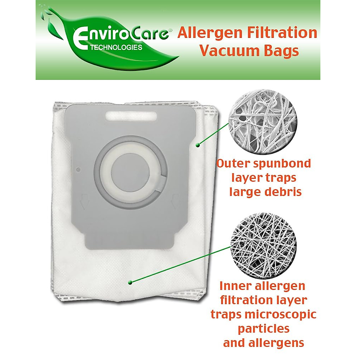 EnviroCare Replacement Allergen Vacuum Cleaner Bags Designed to fit iRobot Roombai7, i7+, i7Plus, i8, i8+, i3, i3+, i4, i4+, i6, i6+, j7, j7+, s9, s9+, s9Plus, i and s Series Clean Base Automatic Dirt