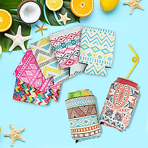 12 Pack Beer Can Coolers Sleeves Neoprene Drink Cooler Sleeves,for Standard 12 Ounce Cans Beer Coolers for Parties, Events or Gift (Bohemian style)