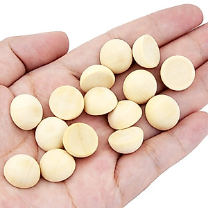 300pcs Half Wood Balls Unfinished Split Wood Balls Round Half Wooden Balls Wood Craft Balls Decorative Natural Mini Split Wood Balls for DIY Craft Christmas Ornaments (15mm)