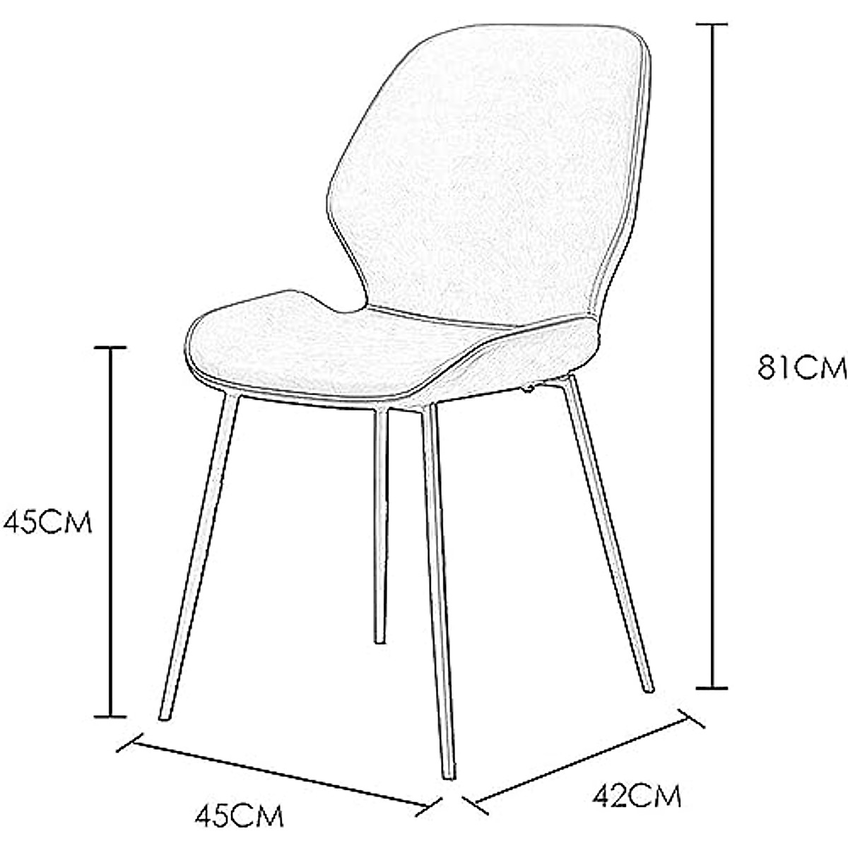 Chairs Modern Dining Chairs Set of 6 PU Leather High Back Padded Soft Seat Sturdy Metal Legs for Living Room Dining Chairs (Color:Dark Gray)