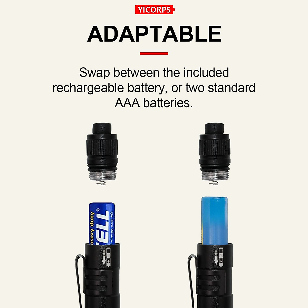 YICORPS Rechargeable Pen Light Flashlight 300 Lumens 3 Lighting Modes Handheld Pocket Small Flashlights with Clip, Zoomable Waterproof Perfect for Emergency, Inspection, Repair, Camping