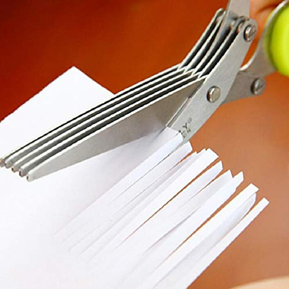 BENEKIY Scissors Herb Stripper Tools Kits 5-Blades Stainless Steel Scissors with Kitchen Herb Stripping Tool, Safe Cover, Cleaning Comb Multipurpose Kitchen Chopping Shear, Mincer