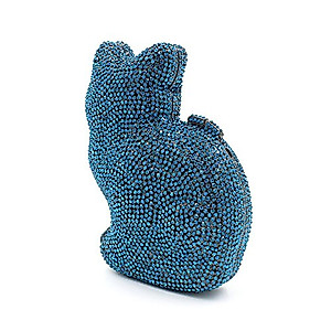 Chirrupy Chief® Cute Cat Clutch Purse For Women Luxury Rhinestone Crystal Evening Clutch Bags (Blue)