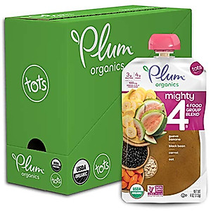 Plum Organics Mighty 4 Blends Guava, Banana, Black Bean, Carrot, Oat, 4oz