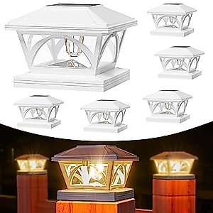 ENSLI Solar Post Cap Lights Outdoor, 6 Pack Brighter Solar Post Lights Outdoor Waterproof, Fence Post Cap Lights Solar Powered Deck Post Lights Fit 4x4 5x5 6x6 Posts for Fence Deck Garden Decoration