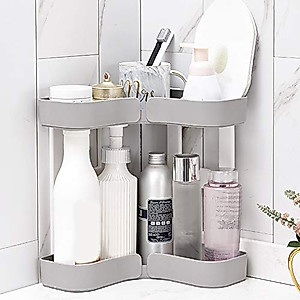 Bathroom Corner Shelf - Muti-Function Double Layers Corner Storage Shelf Rack Organizer for Bathroom Kitchen Bedroom