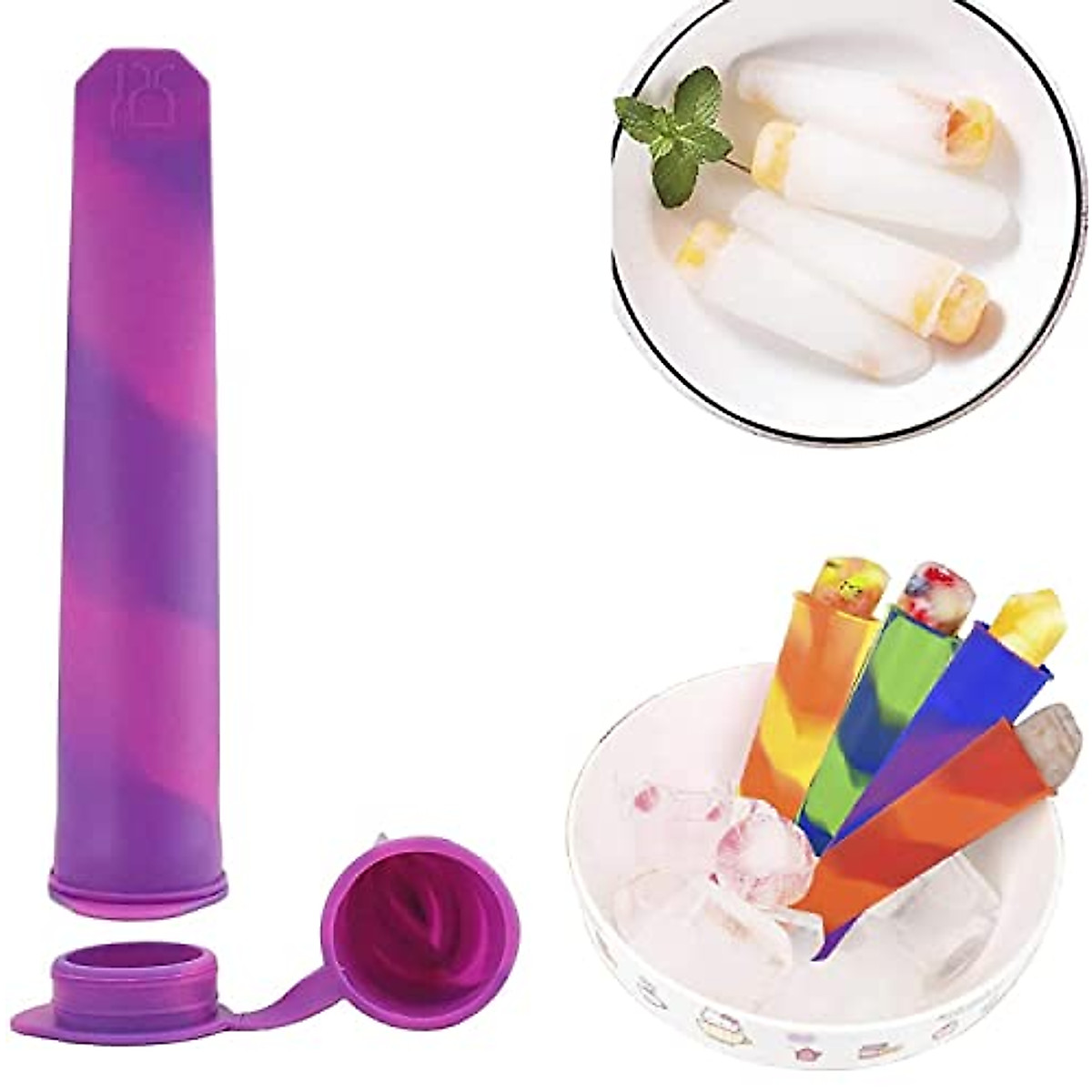 6pcs Popsicles Molds,Reusable Baby Silicone Popsicle Molds Multi Colors Ice Cream Mold Tray Ice Froze with Lids for DIY Popsicles,Yogurt Sticks,Jelly,Chilled Drinks