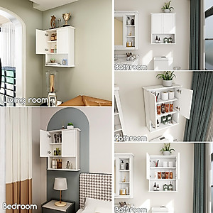 VIMYFAMY Bathroom Cabinet Wall Mount Buffering Hinge,23"x29" inch Over Toilet Storage Cabinet and Adjustable Shelves, Large Space Wooden Medicine Cabinet