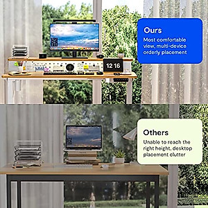 FLEXISPOT E1FR Height Adjustable Standing Desk 55 Inches 2 Tier Electric Sit Stand Up Home Office Desk with Memory Controller Pegboard Ergonomic Workstation (White Frame + 55" Maple Top)