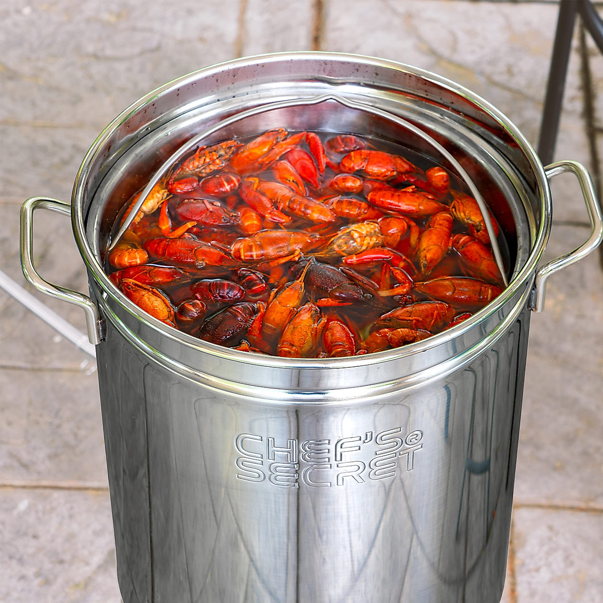 Chef's Secret 44 Quart Stainless Steel Stockpot w/Basket Perfect for Gumbo, Spaghetti, Crawfish Boils, Stews and Gumbo