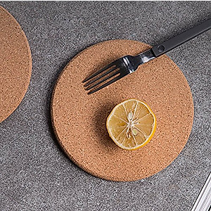 Cork Trivet Round, Kitchen Hot Pads Placemat Corkboard for Hot Pot, Pan,Kettle,8.66-Inch Each(22cm x1cm), Pack of 4