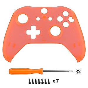 eXtremeRate Foggy Clear Orange Faceplate Cover for Xbox One Wireless Controller (Model 1708), Custom Case Front Housing Shell for Xbox One S & Xbox One X Controller - Controller NOT Included