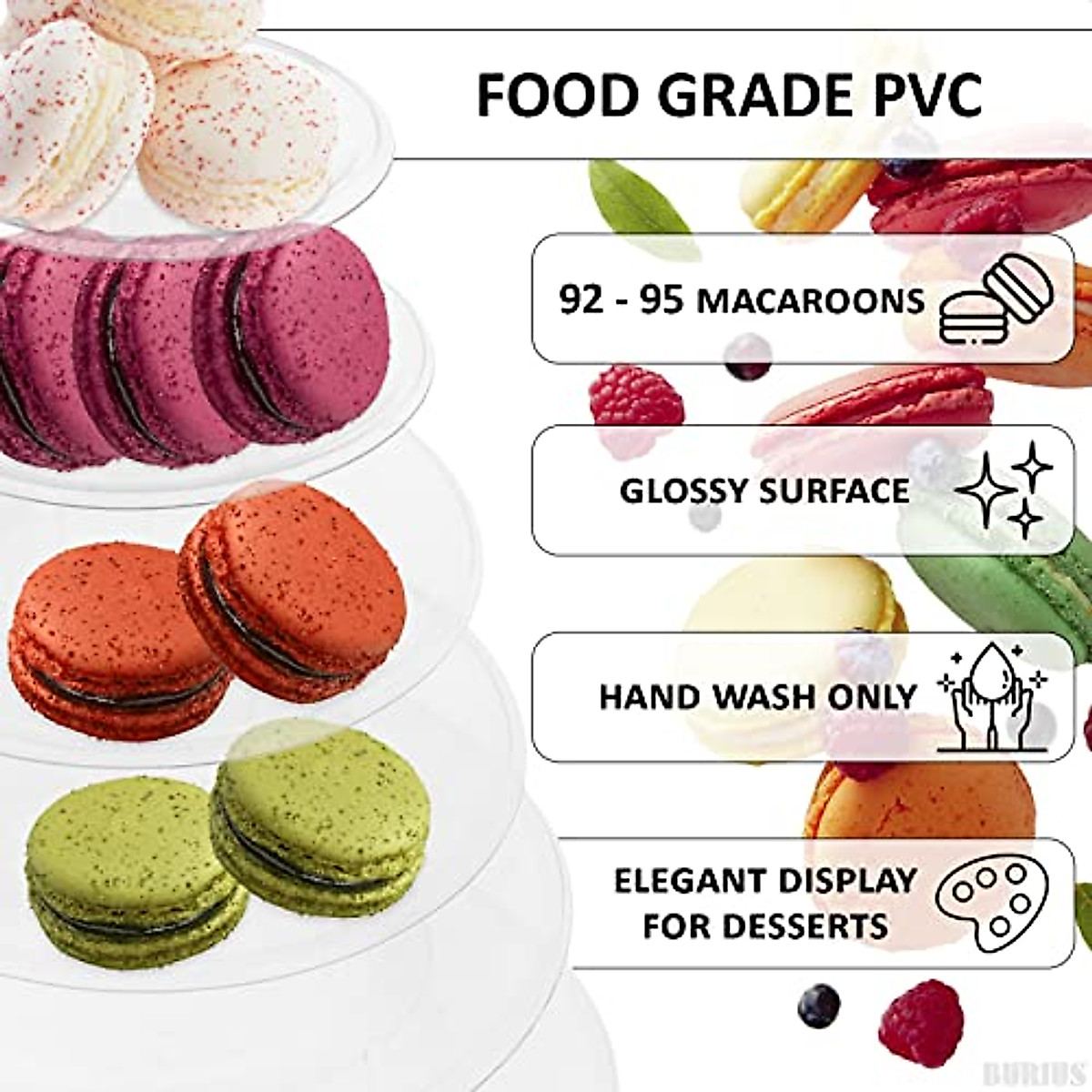 6 Tiered Tray Stand for Macarons - Round Cupcake Tower Stand Tea Party Decorations Cupcake Holder Dessert Table Display Set Donut Stand - Wedding Cake Stand Macarons and Cupcake Tower Party Supplies