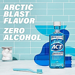 ACT Anticavity Zero Alcohol Fluoride Mouthwash 18 fl. oz., With Accurate Dosing Cup, Arctic Blast
