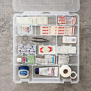 AB Designs 9101ABD Super Satchel Slim with Removable Dividers, Stackable Home Storage Organization Container, Clear with Silver Latches